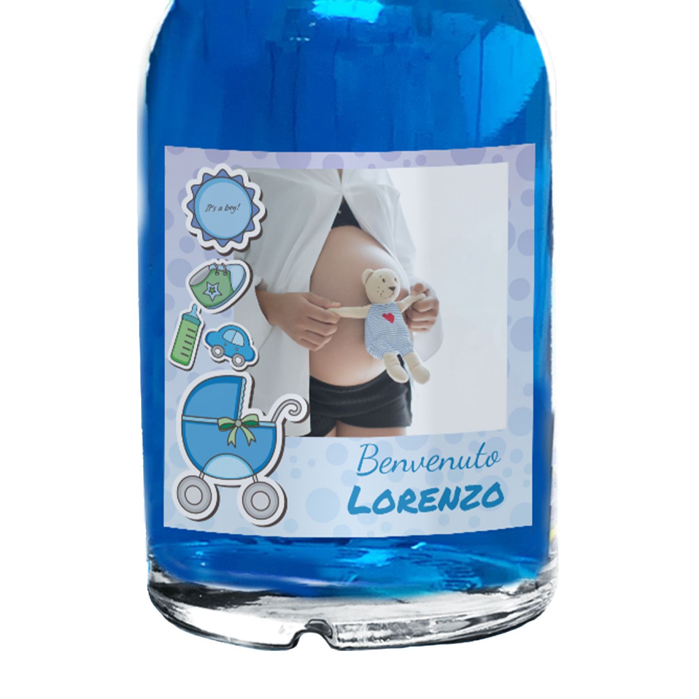 Blue Dry Gin Personalizzato - idea regalo Nascita Baby Shower | Bottle-Up